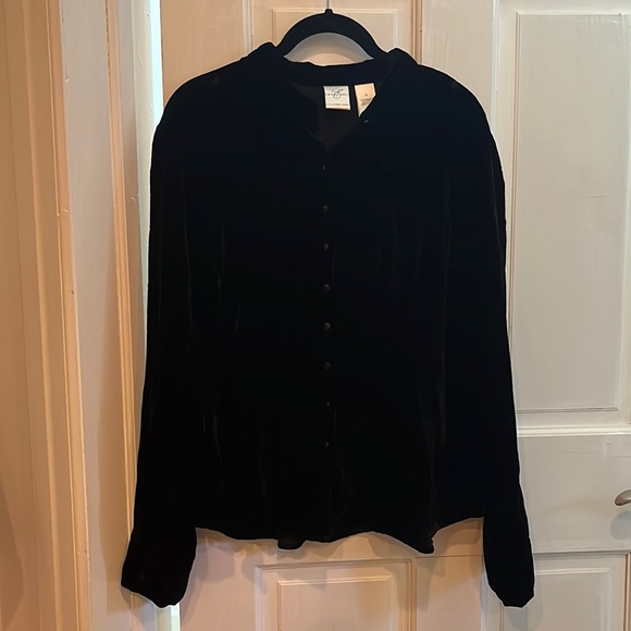 Vintage | Tops | Vintage Velvet Button Down Blouse | Poshmark